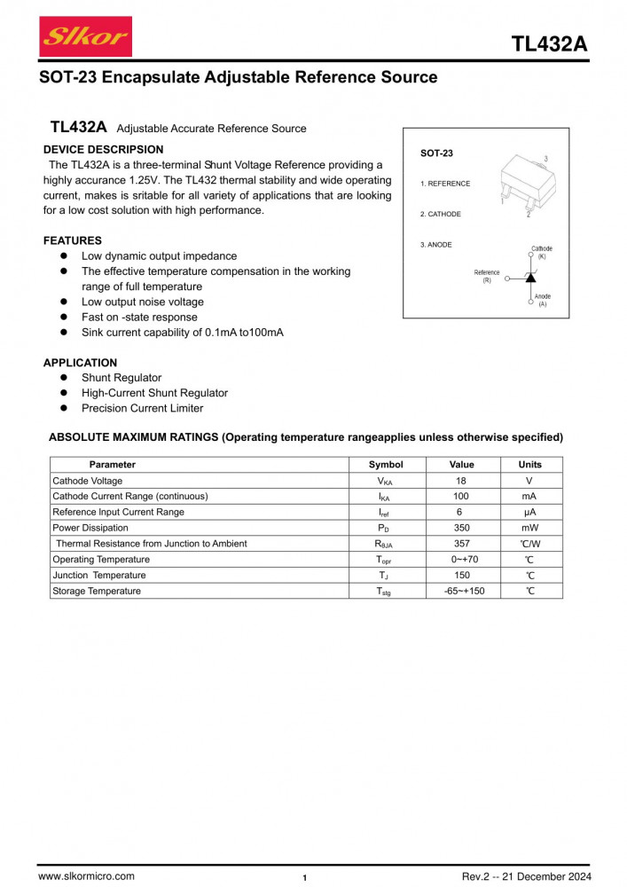 TL432A datasheet page 1