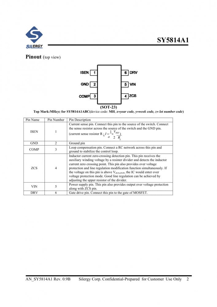 SY5814A1ABC datasheet page 2