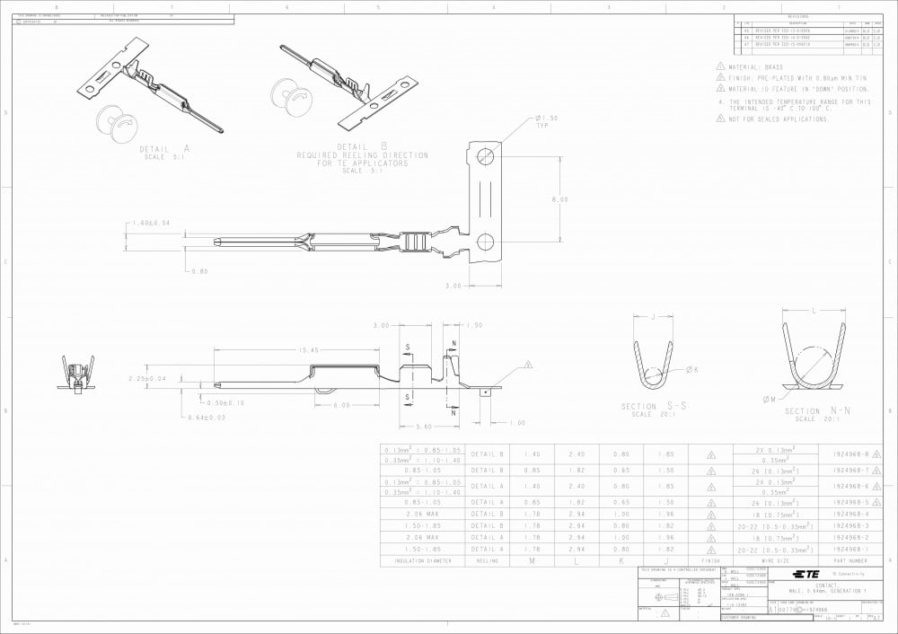 TE Connectivity 1924968-8 controlled drawing preview