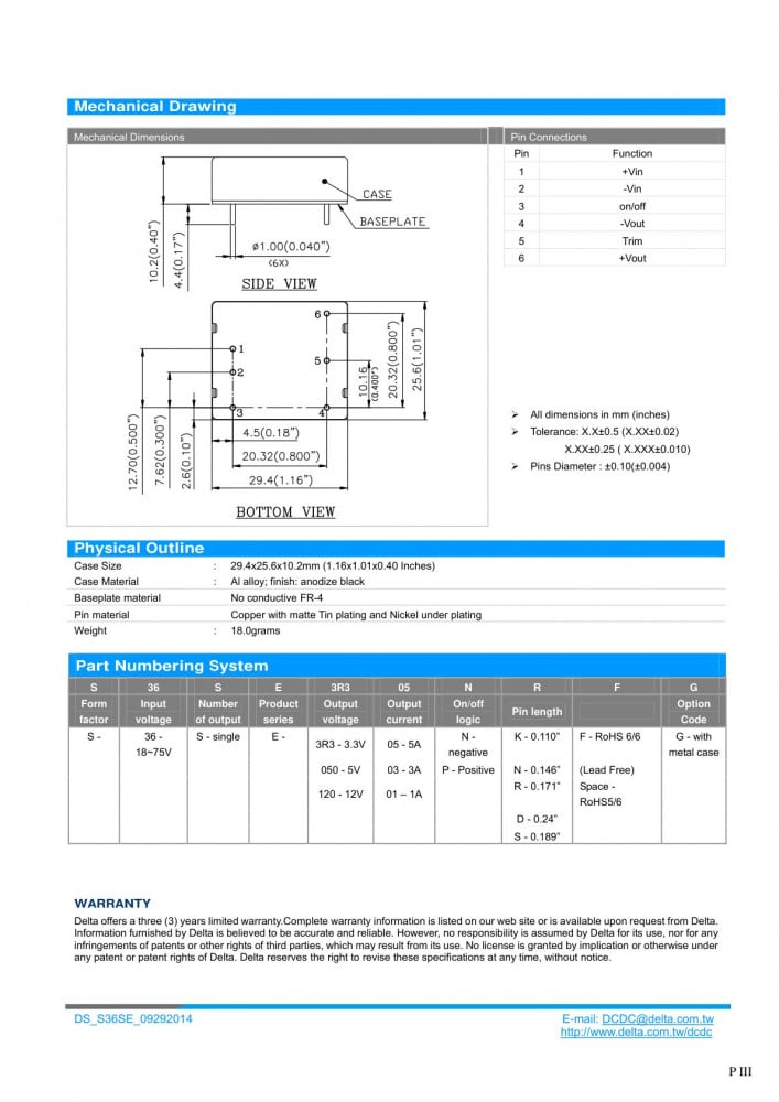 DELTA S36SE3R305 datasheet page 4