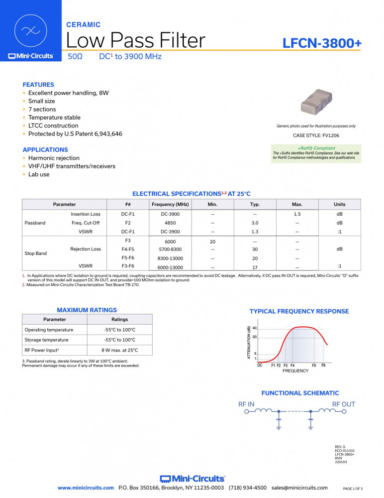 LFCN-3800+ technical document page 1