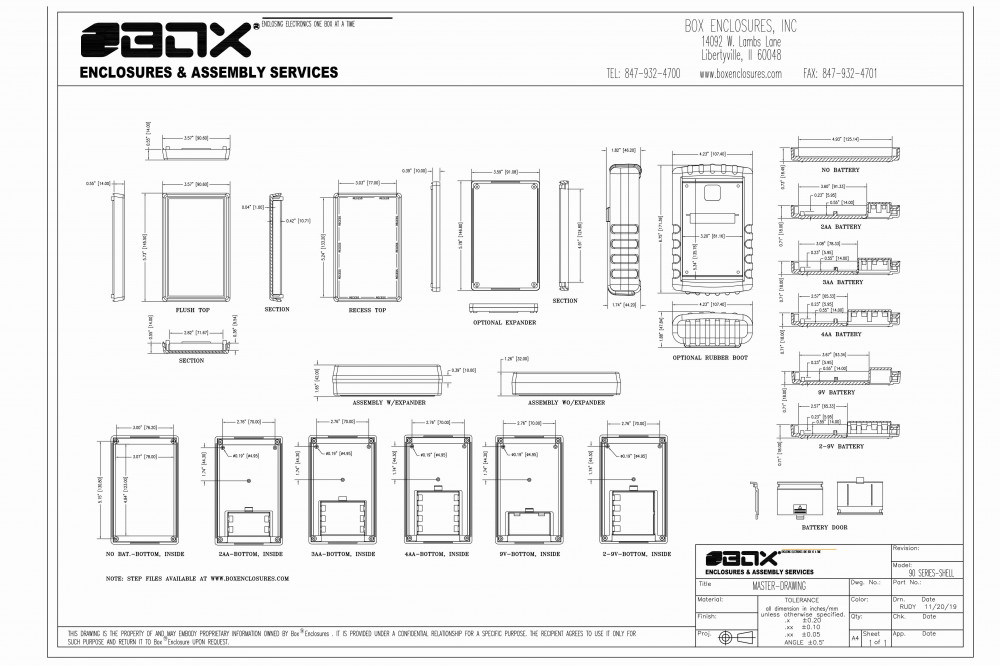 90 Series-Shell master drawing reference for model 90-43-4A-F-BL