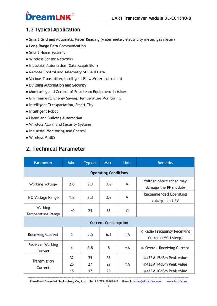 DL-CC1310-B-868 datasheet page 7