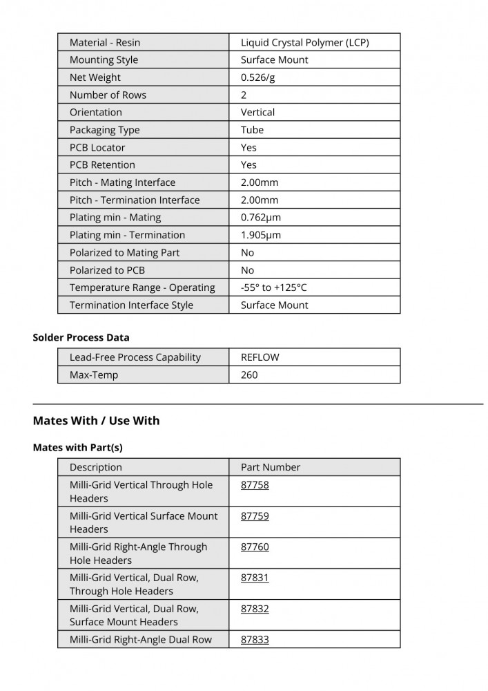 Technical document page 3 for MOLEX 791091259
