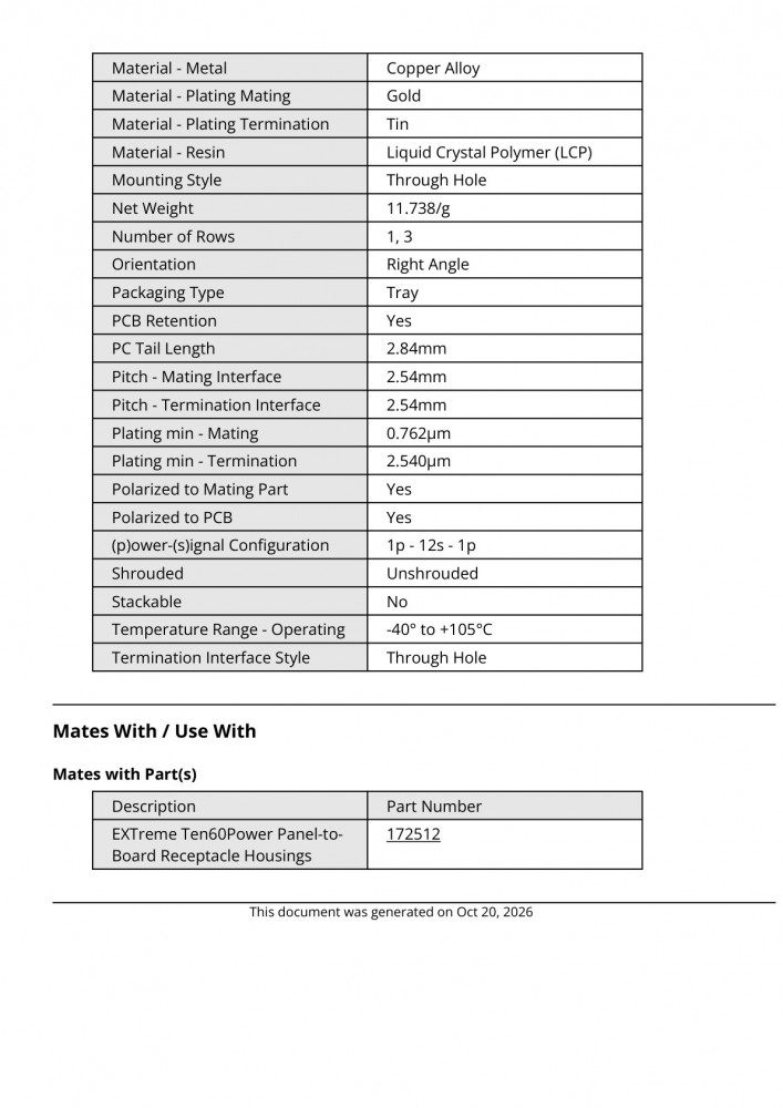 Technical document page 3 for MOLEX 1724580212