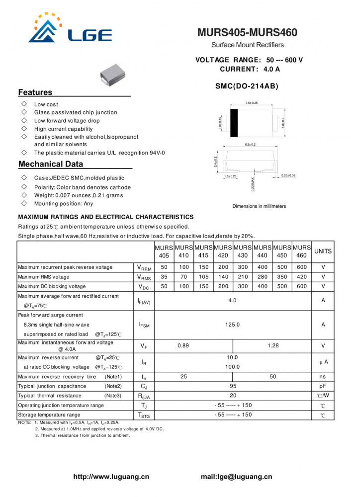 LGE MURS440C datasheet page 1