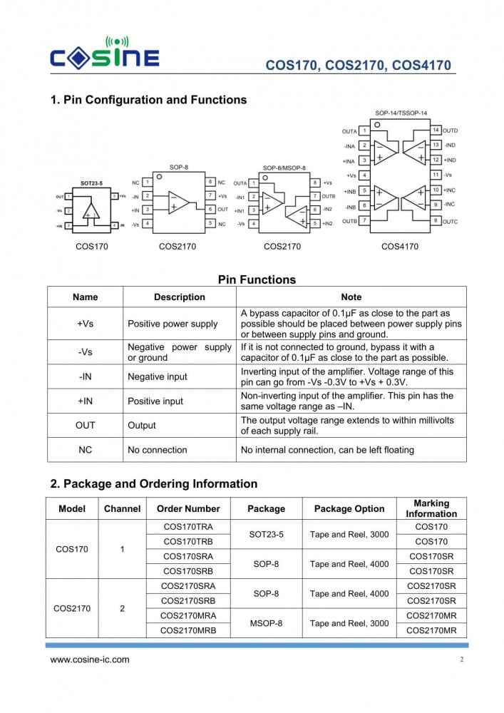 COS2170SRB datasheet page 2