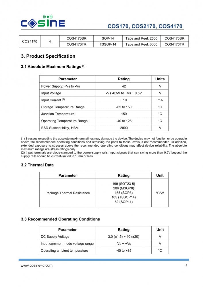 COS2170SRB datasheet page 3