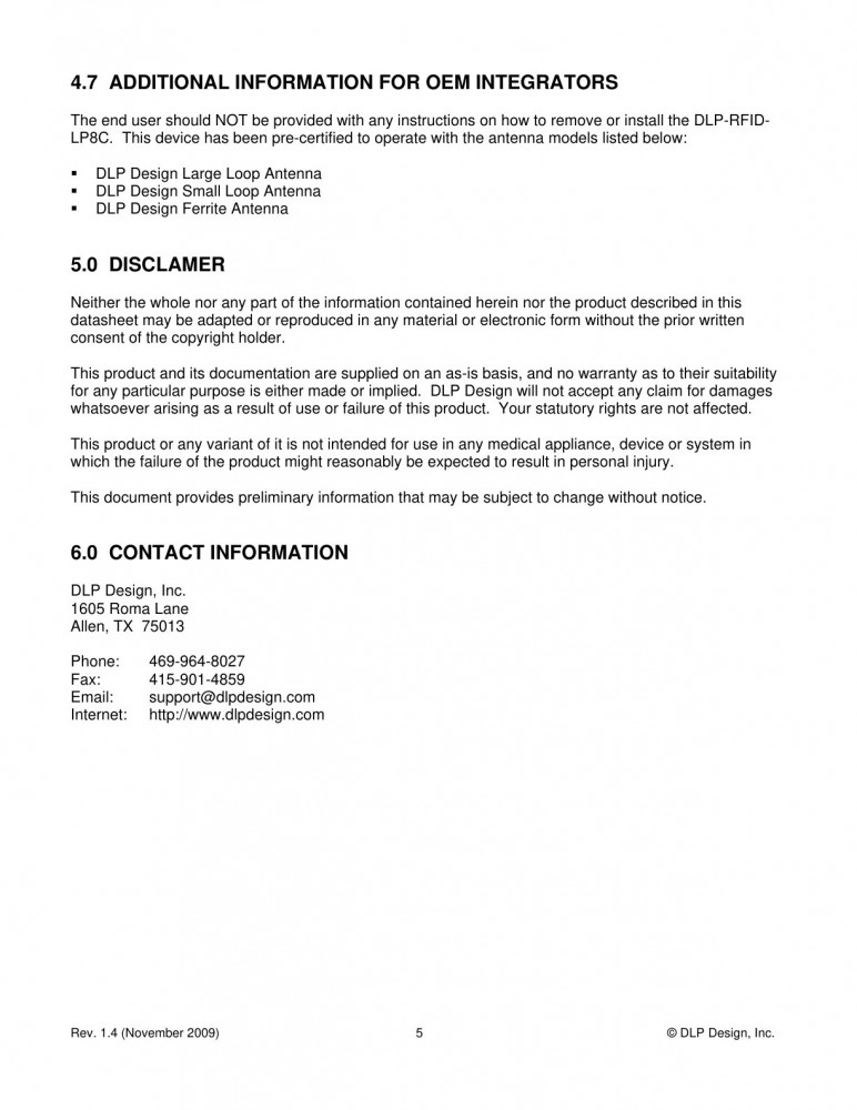 DLP-COAX1 technical document page 5