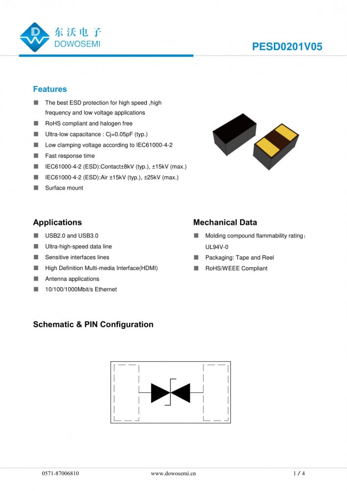 PESD0201V05 datasheet page 1