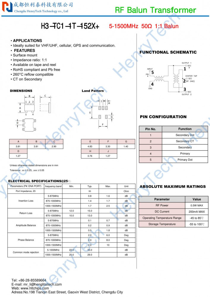H3-TC1-1T-152X+ datasheet page 1