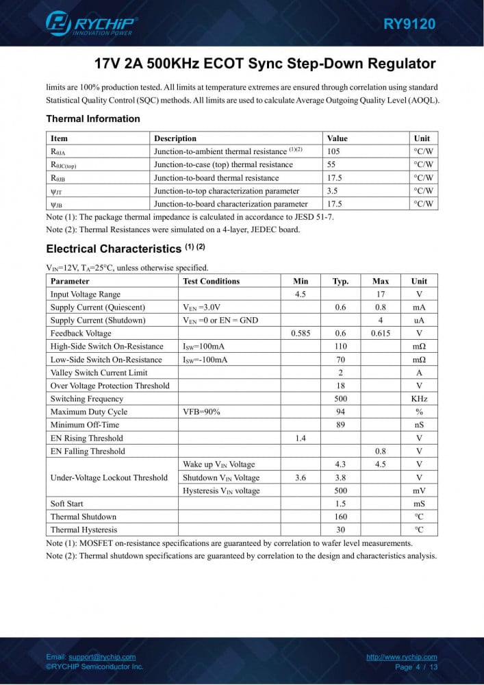 RY9120 datasheet page 4