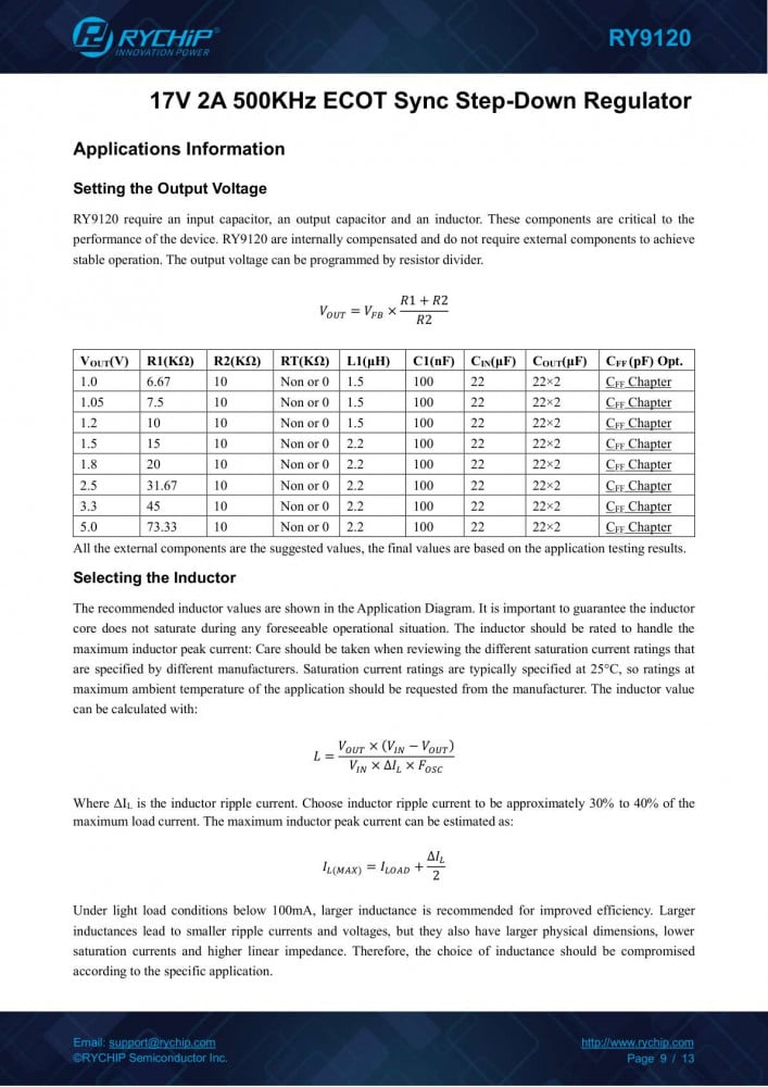 RY9120 datasheet page 9