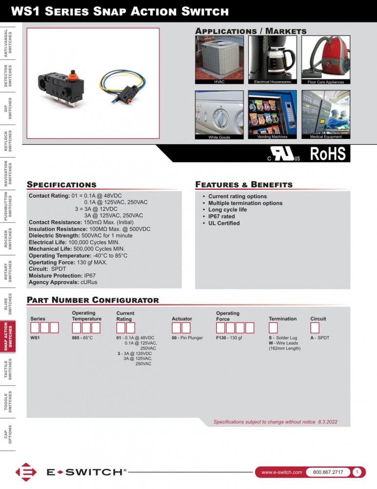 WS1 Series datasheet page 1