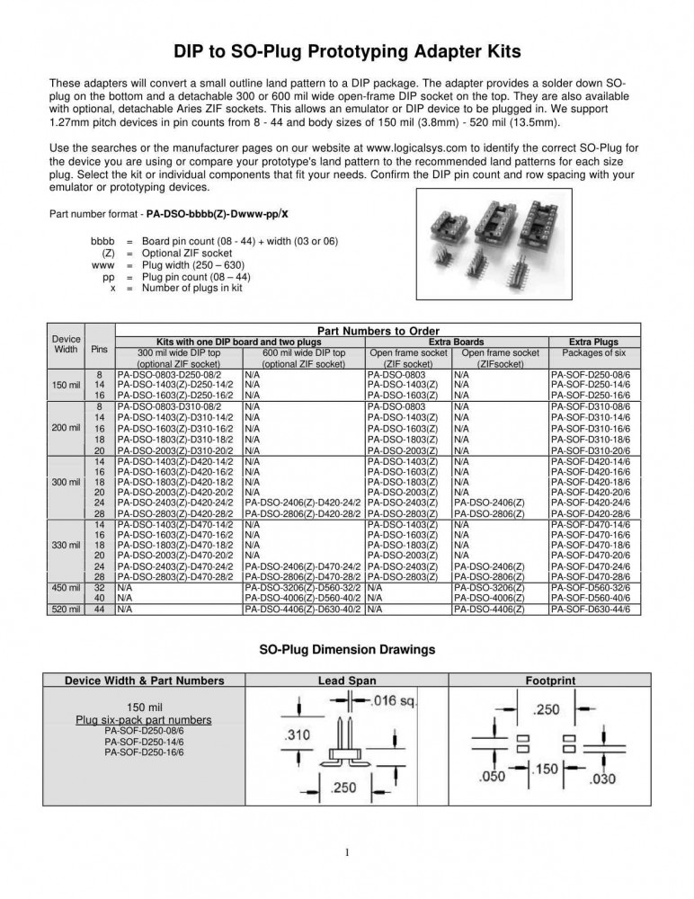 Logical Systems adapter documentation page 1