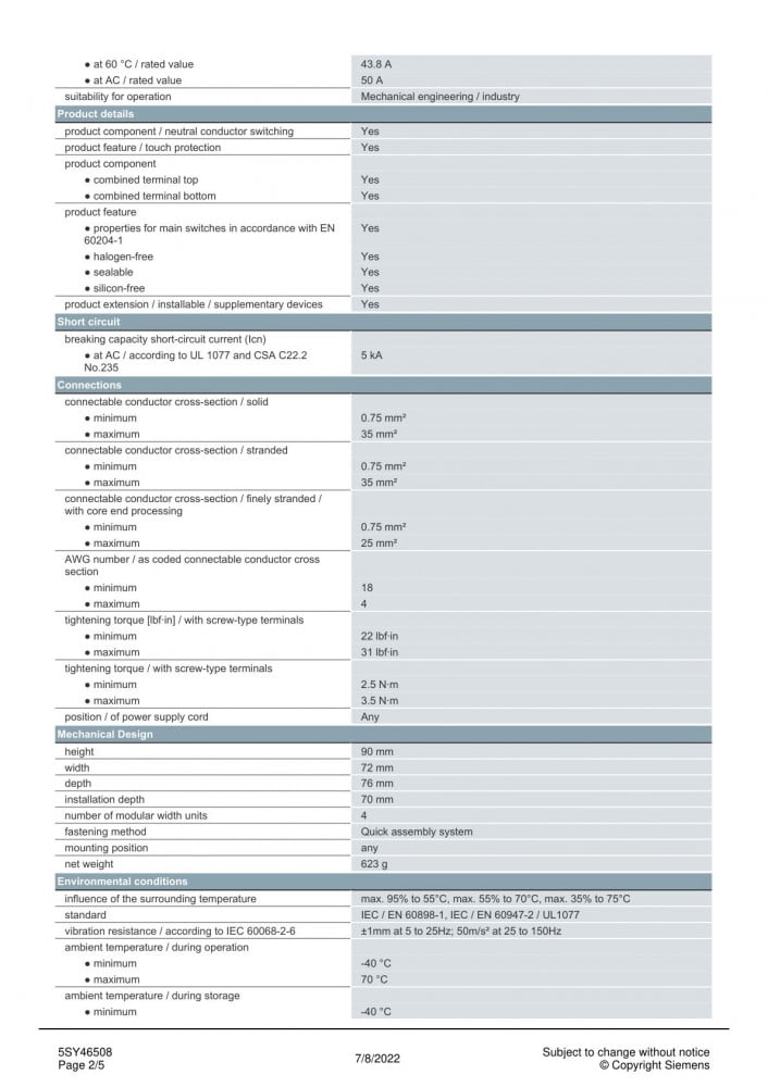 5SY4650-8 datasheet page 2
