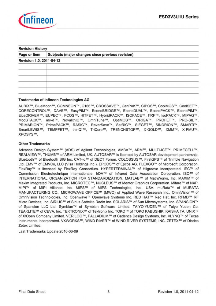 Infineon datasheet page 3
