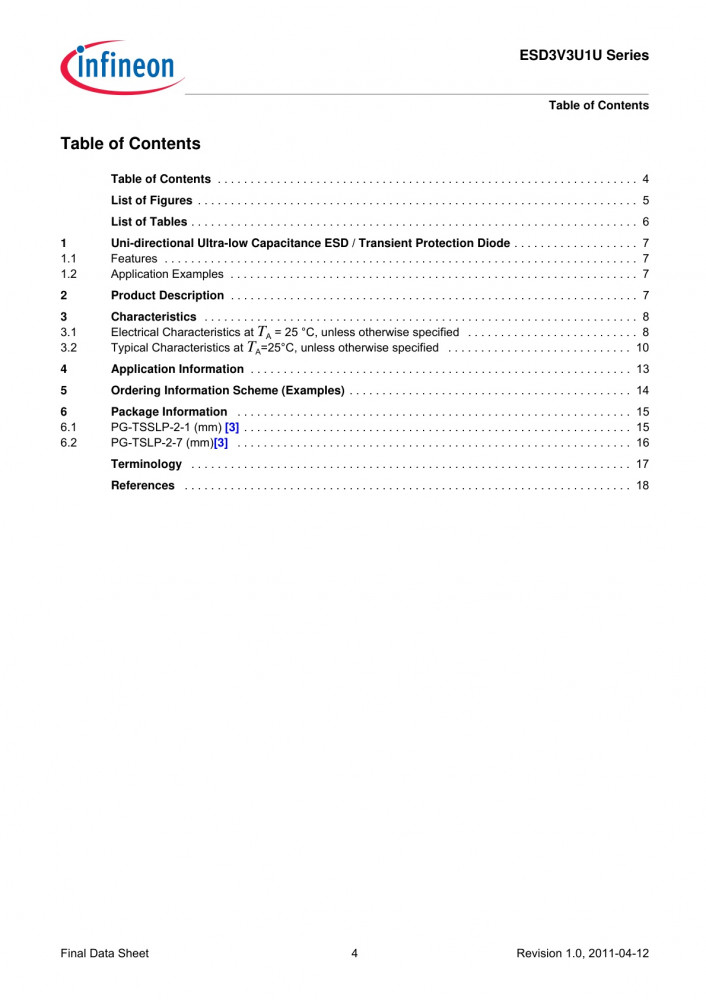 Infineon datasheet page 4