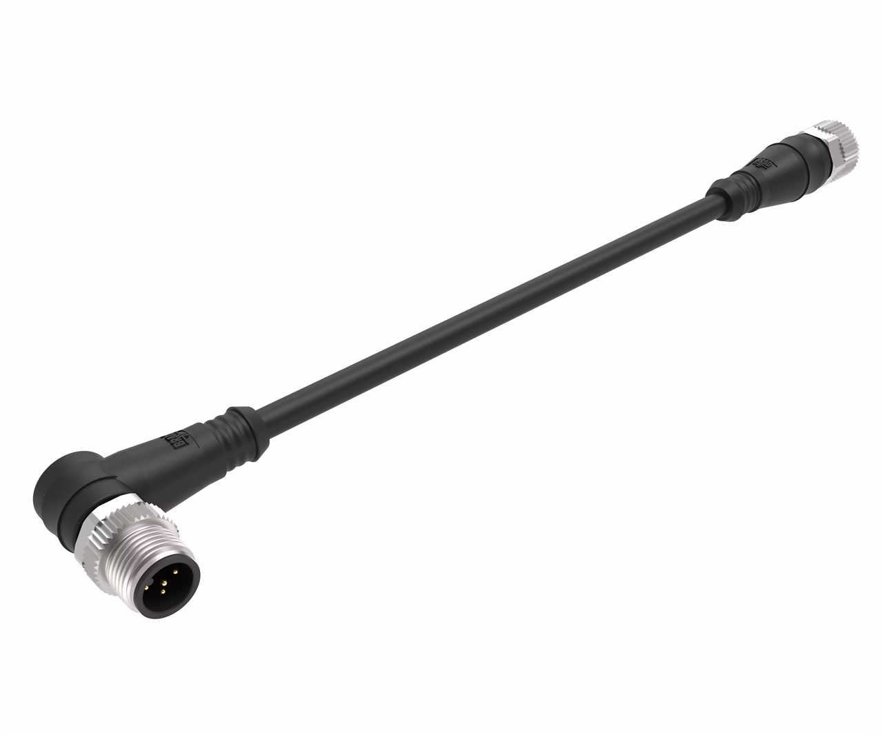 Heavy Duty Connector S-QD 8-Pole Single-Ended Cordset, Male (90°) to Pigtail, 14 AWG, Black TPE Cable, 2.0m (6.56') Length