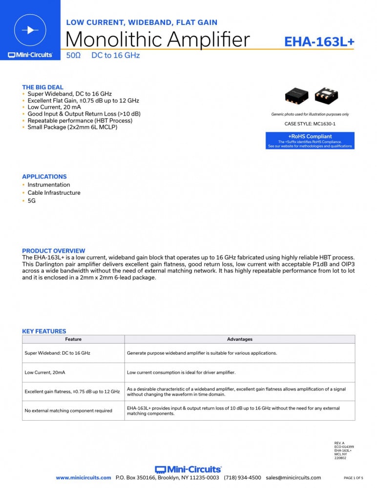EHA-163L+ datasheet page 1