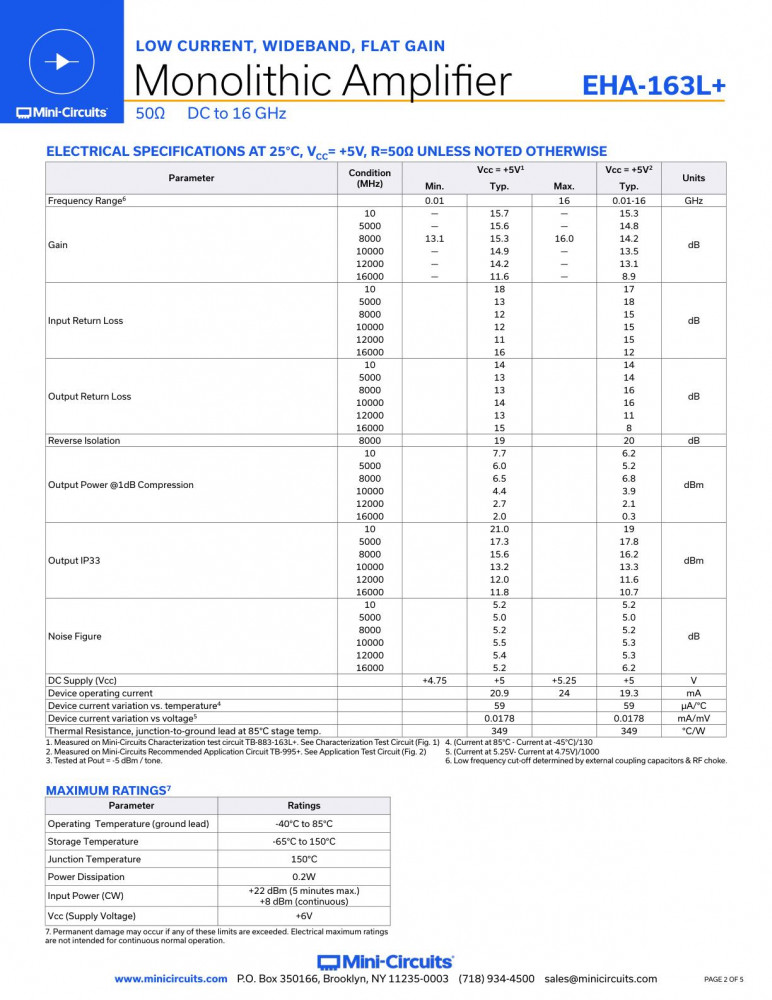 EHA-163L+ datasheet page 2
