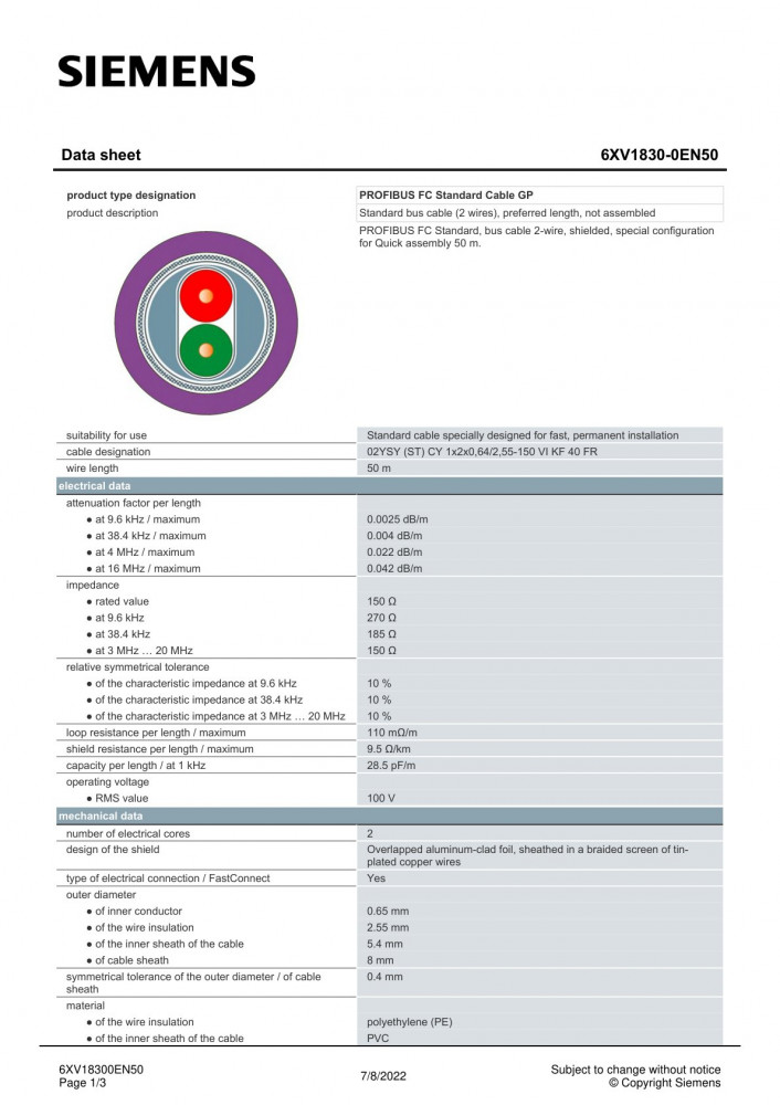 6XV18300EN50 datasheet page 1