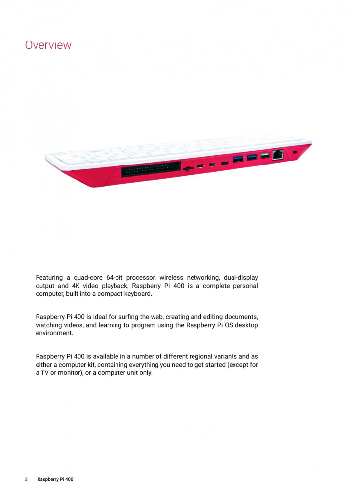 Raspberry Pi 400 document page 2