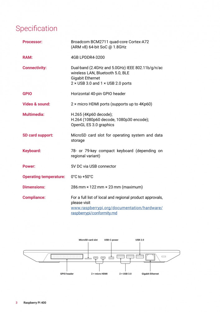 Raspberry Pi 400 document page 3