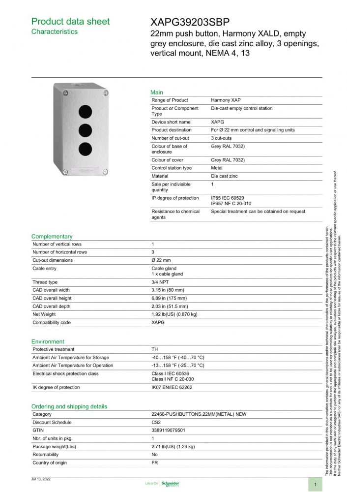 XAPG39203SBP technical document page 1