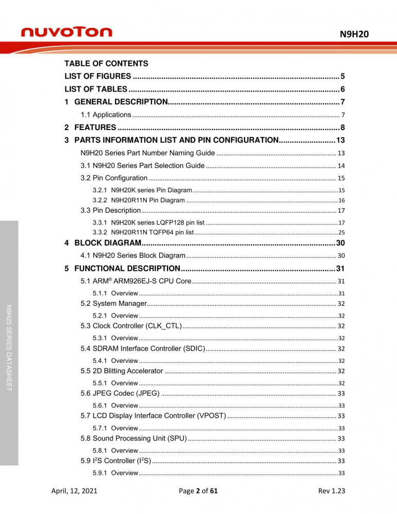 N9H20 datasheet page 2