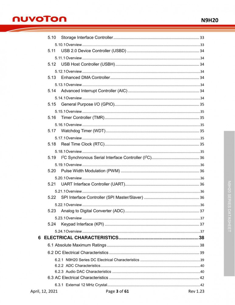 N9H20 datasheet page 3
