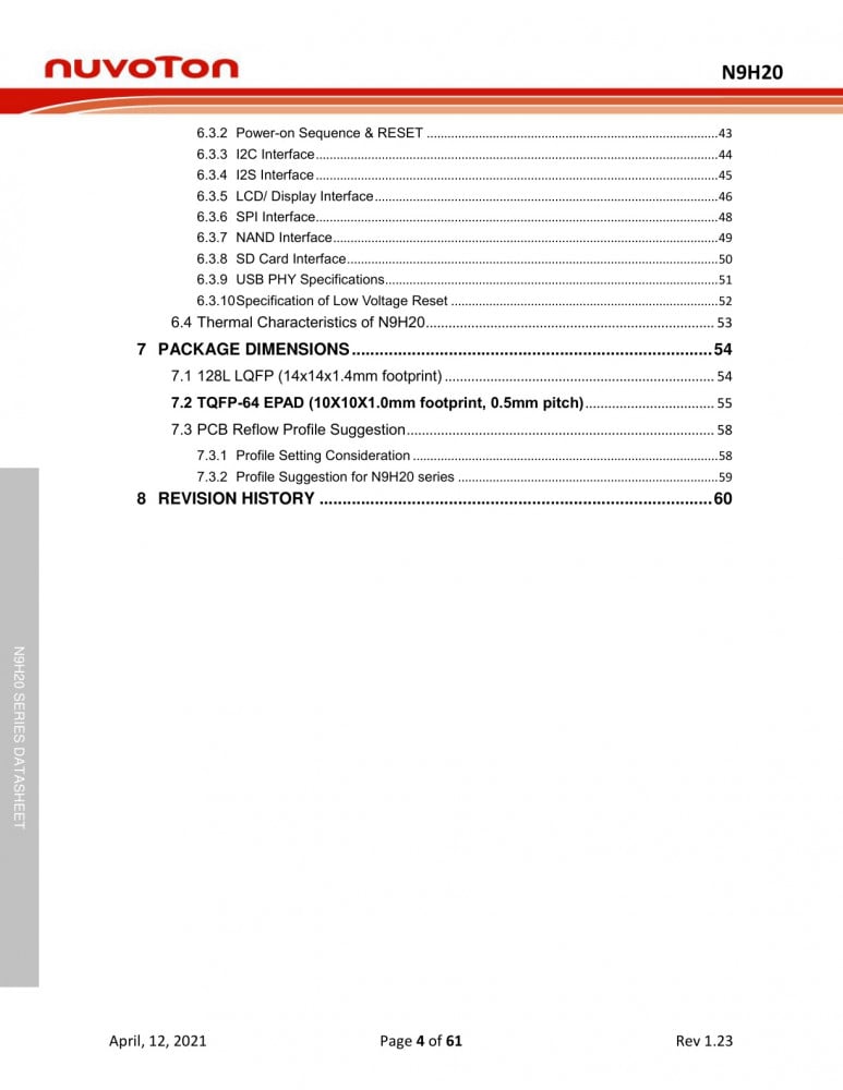 N9H20 datasheet page 4