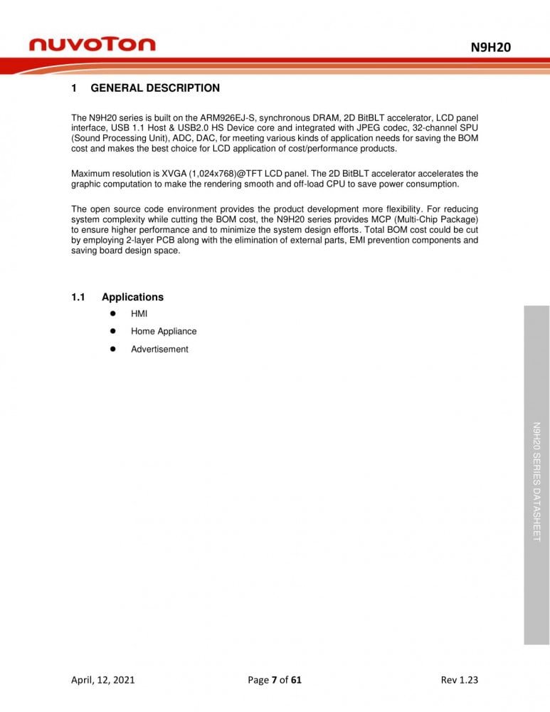 N9H20 datasheet page 7