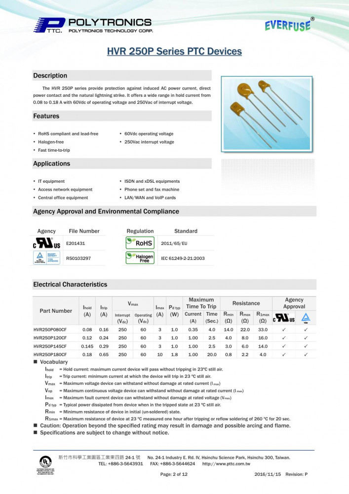 HVR250P080CF datasheet page 2