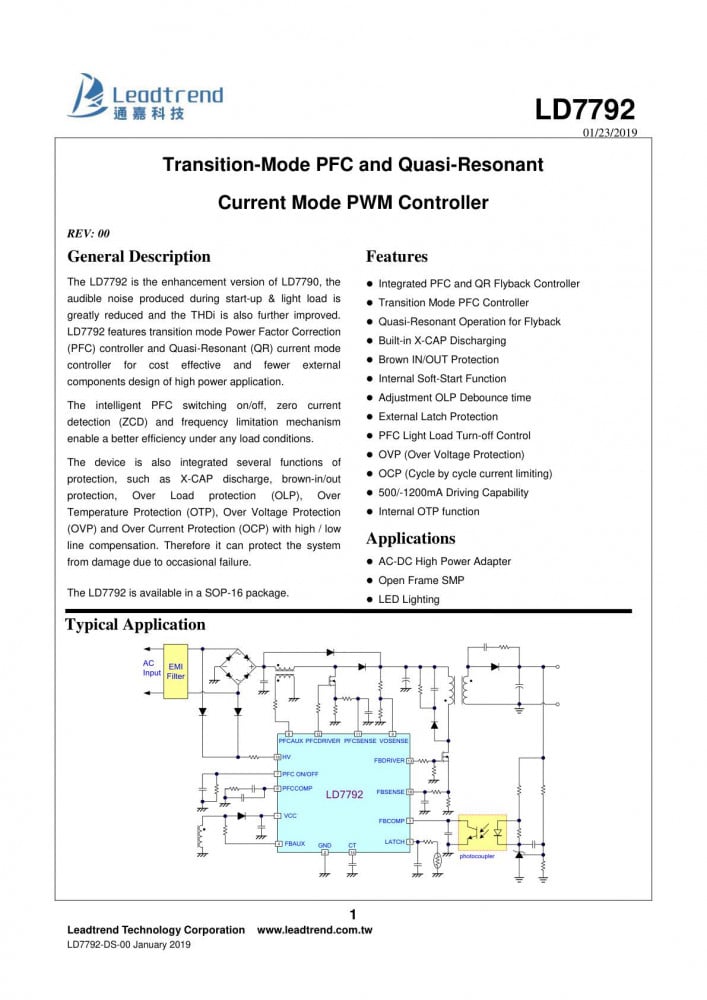 LD7792 datasheet page 1