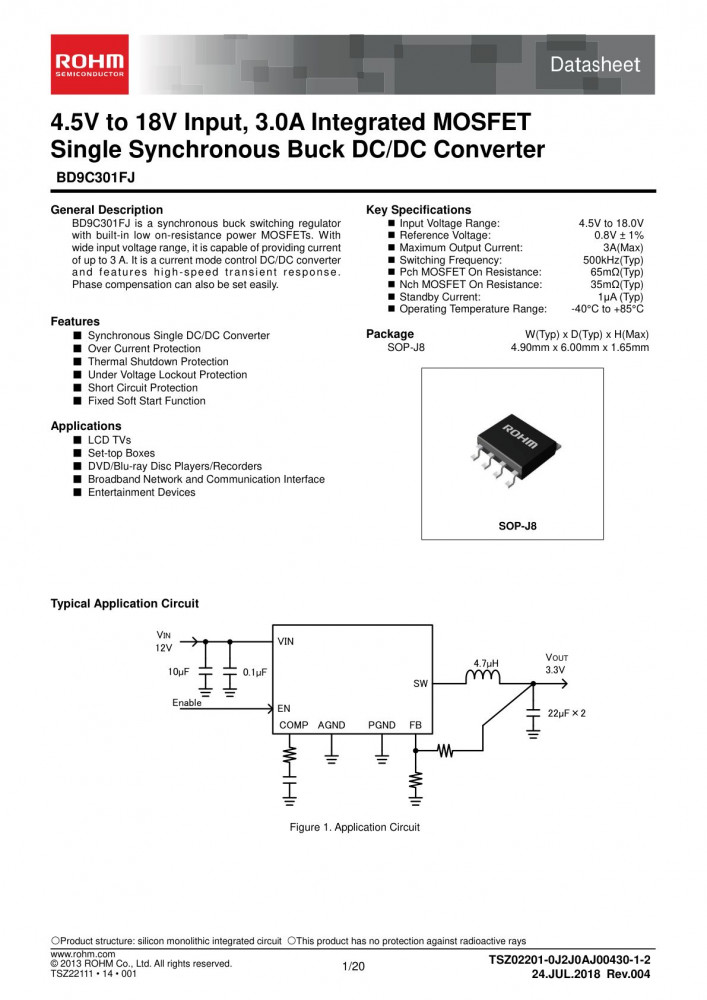 BD9C301FJ-E2 datasheet page 1