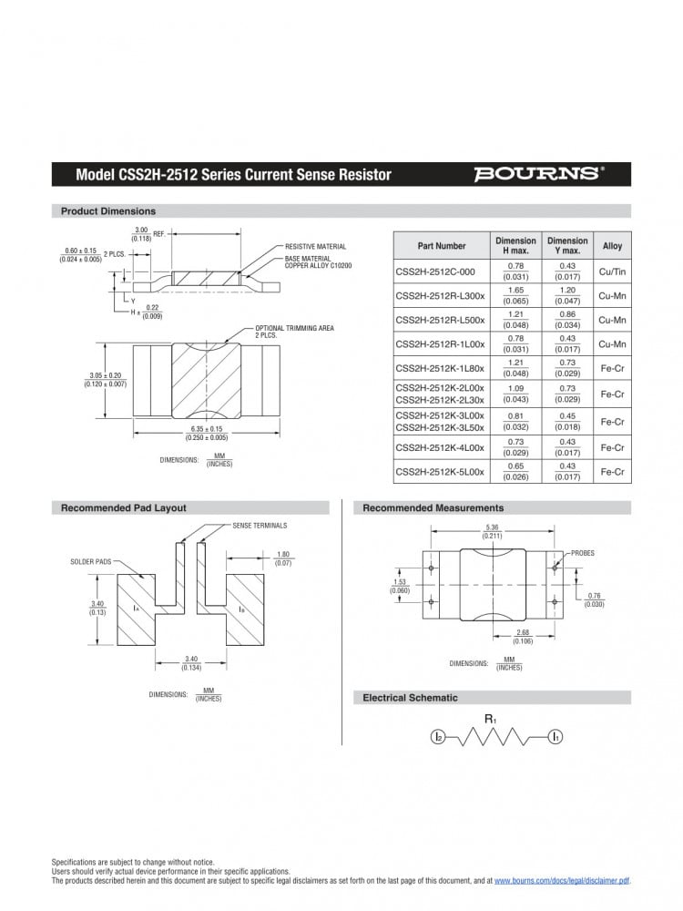 BOURNS CSS2H-2512 datasheet page 2