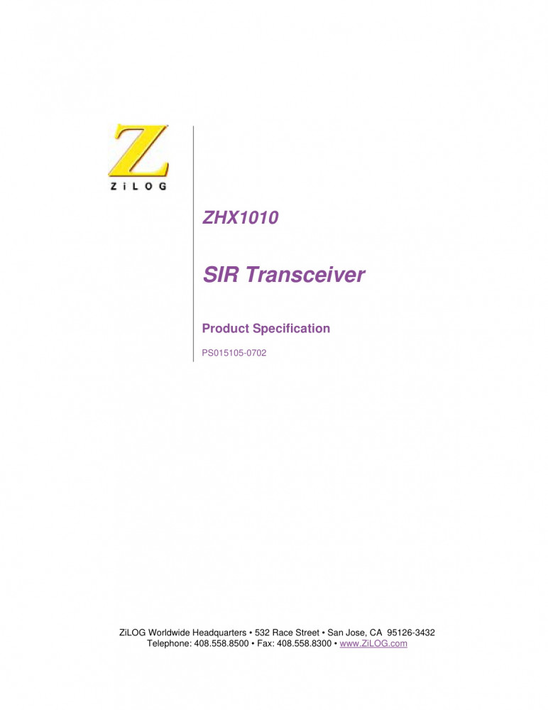 ZHX1010 datasheet page 1