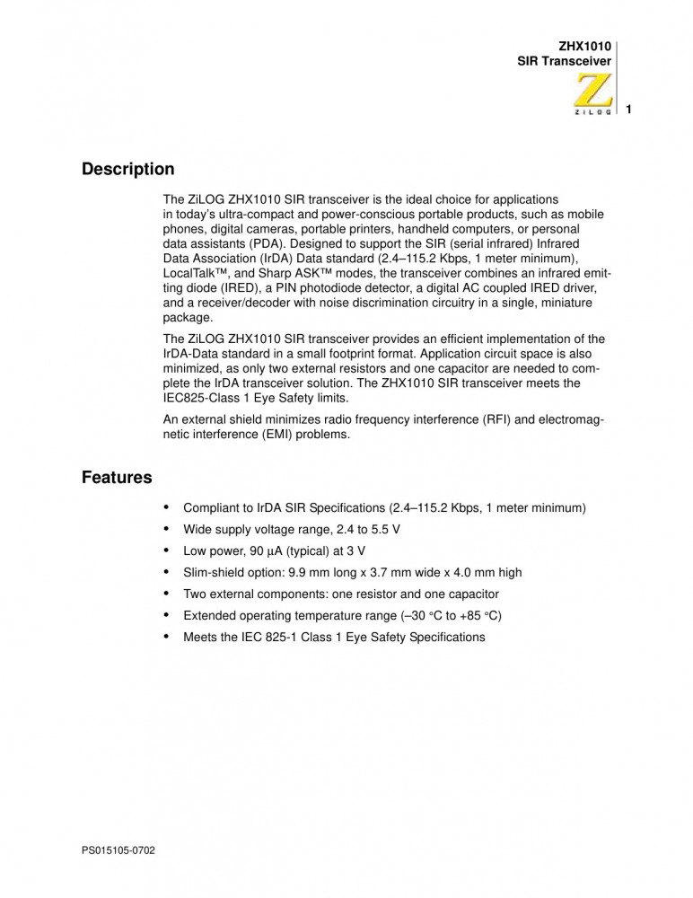 ZHX1010 datasheet page 5