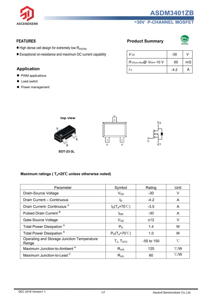 ASDM3401ZB-R datasheet page 1