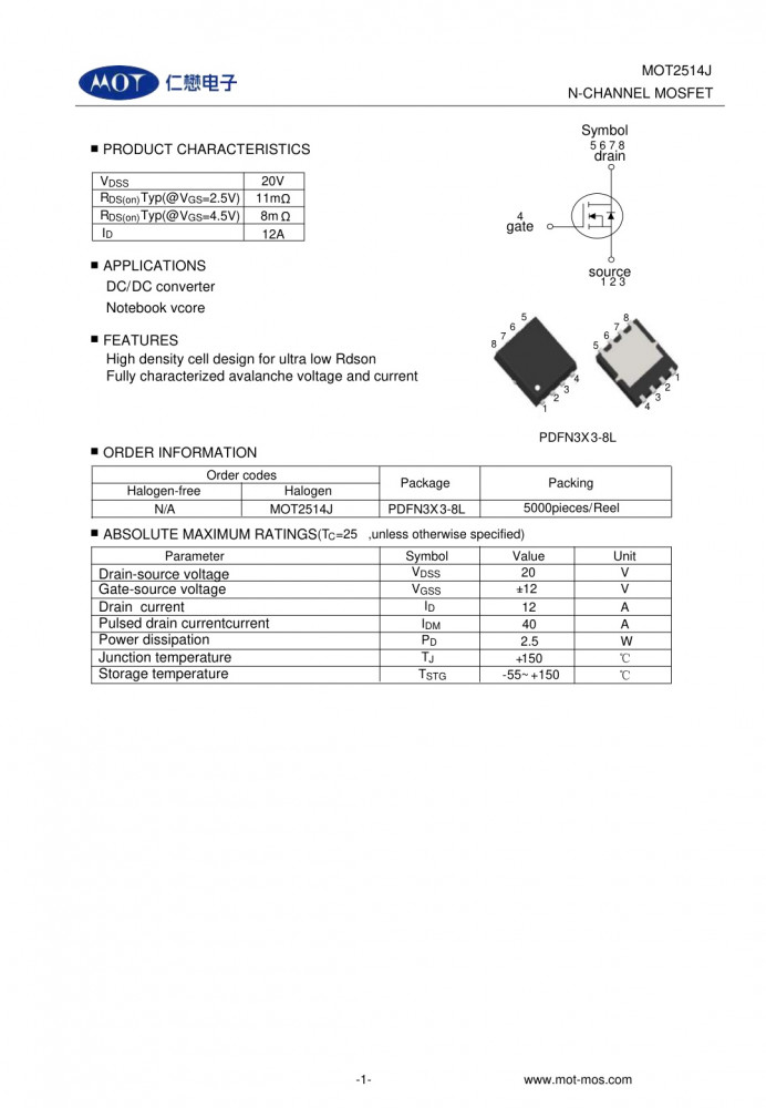 MOT2514J datasheet page 1