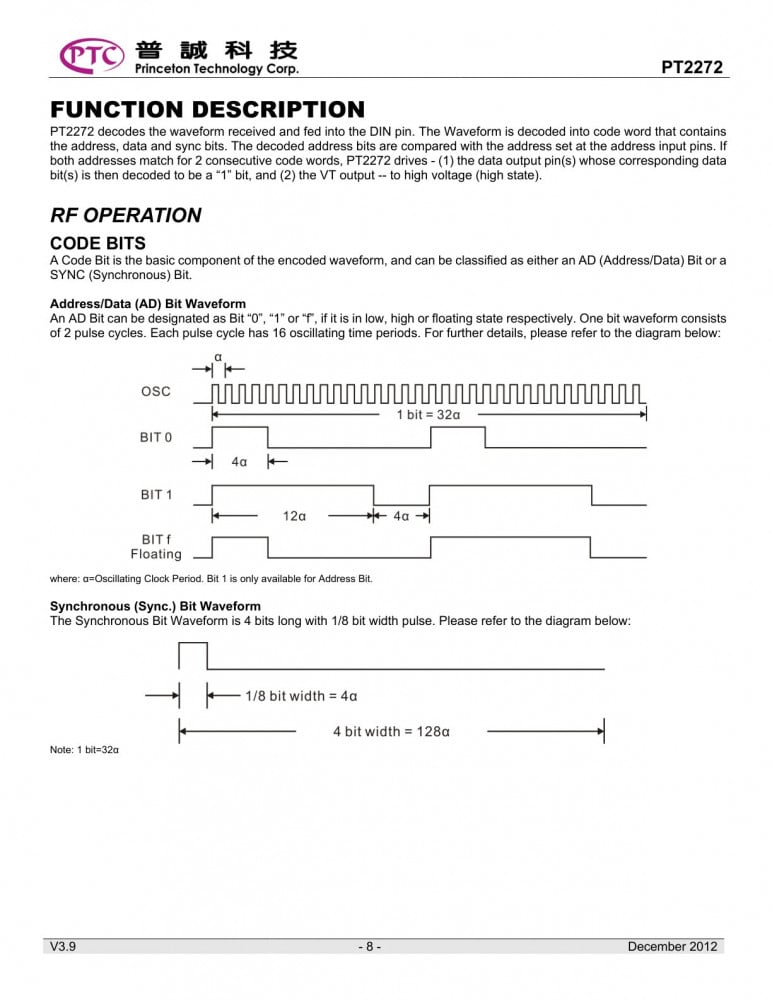 PT2272 datasheet page 8