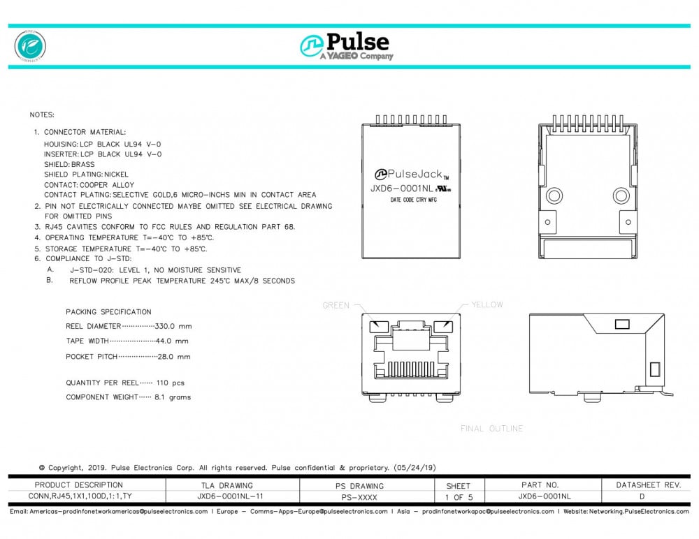 JXD6-0001NL datasheet sheet 1