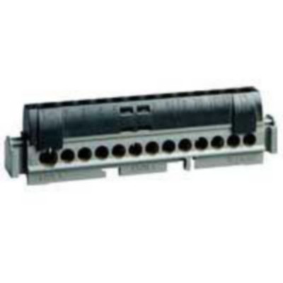 IP2X terminal block - Phase (black) - 1x6mm² to 25mm² input - 12x1.5mm² to 16mm² outputs - DIN rail mounting, 113mm length for sale