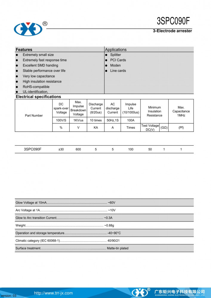 3SPC090F technical document page 1