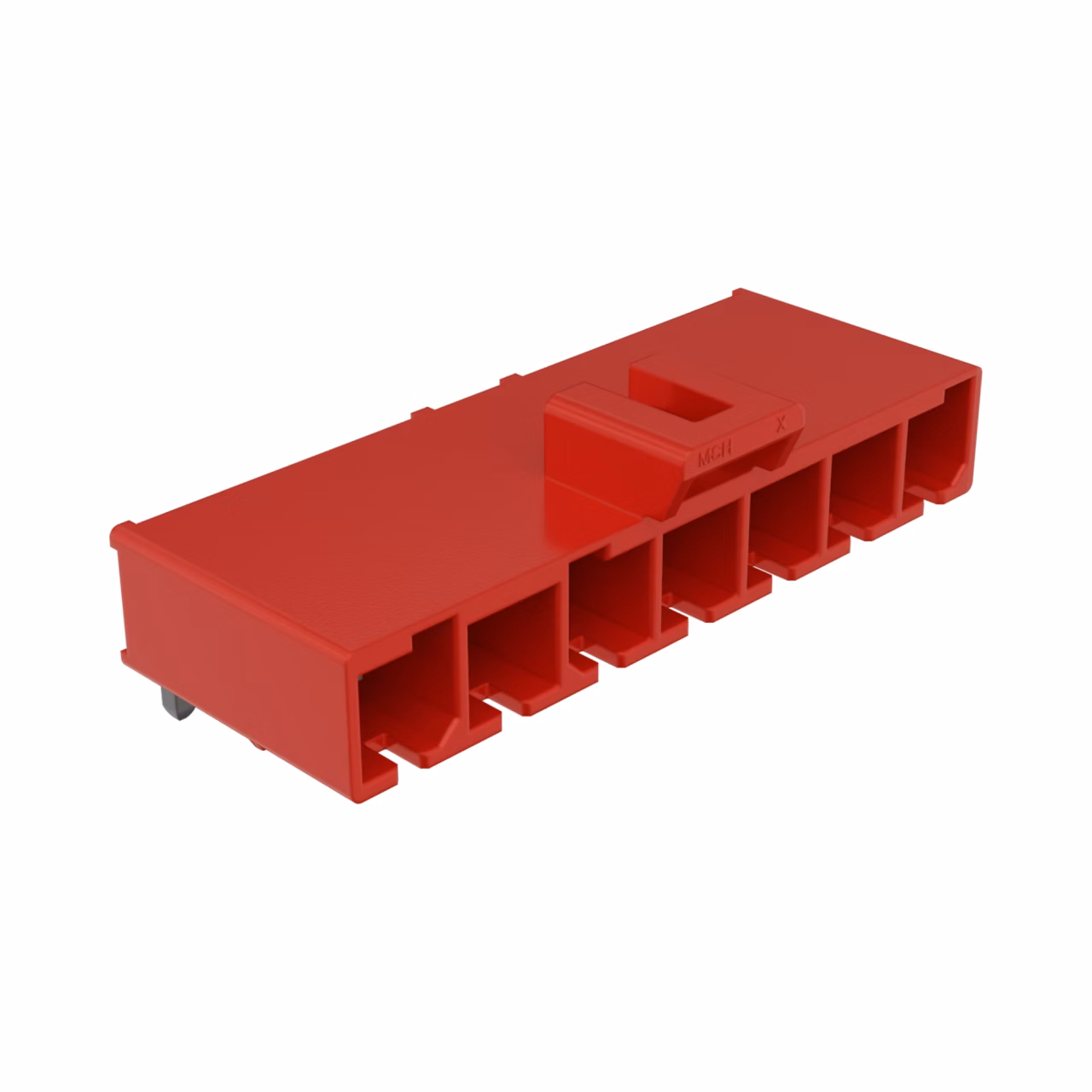 Mega-Fit ColorLock Right-Angle Header, 5.70mm Pitch, Single Row, 7 Circuits, Matte Tin (Sn) Plating, Glow-Wire Capable, Tray, Red for sale