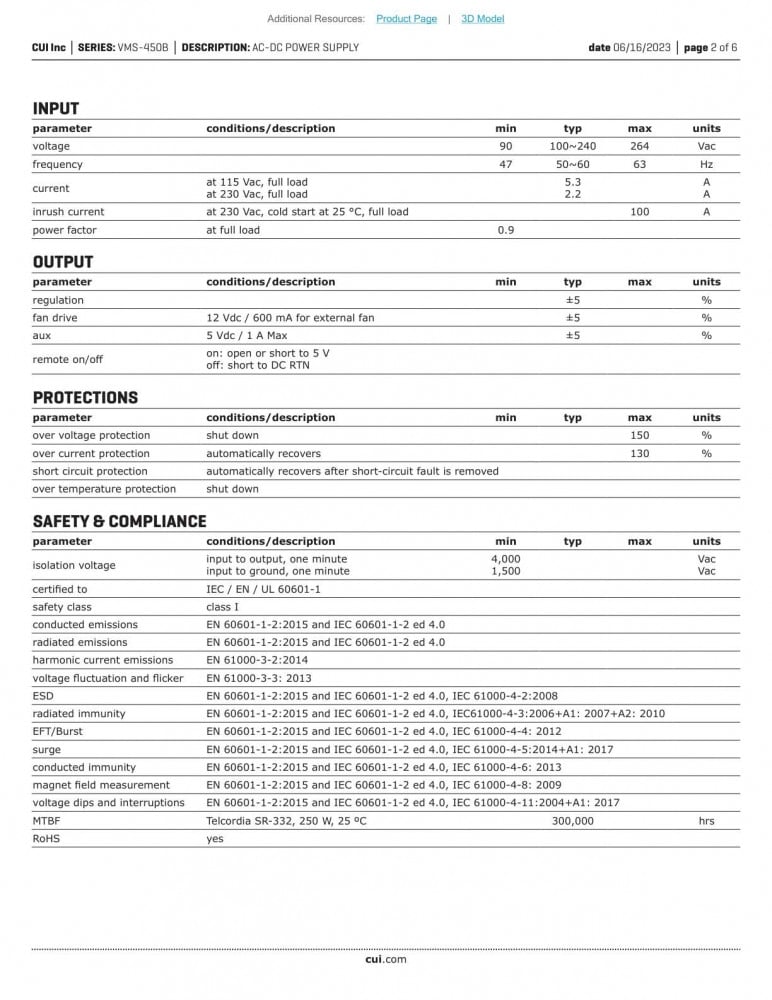 VMS-450B-15 datasheet page 2