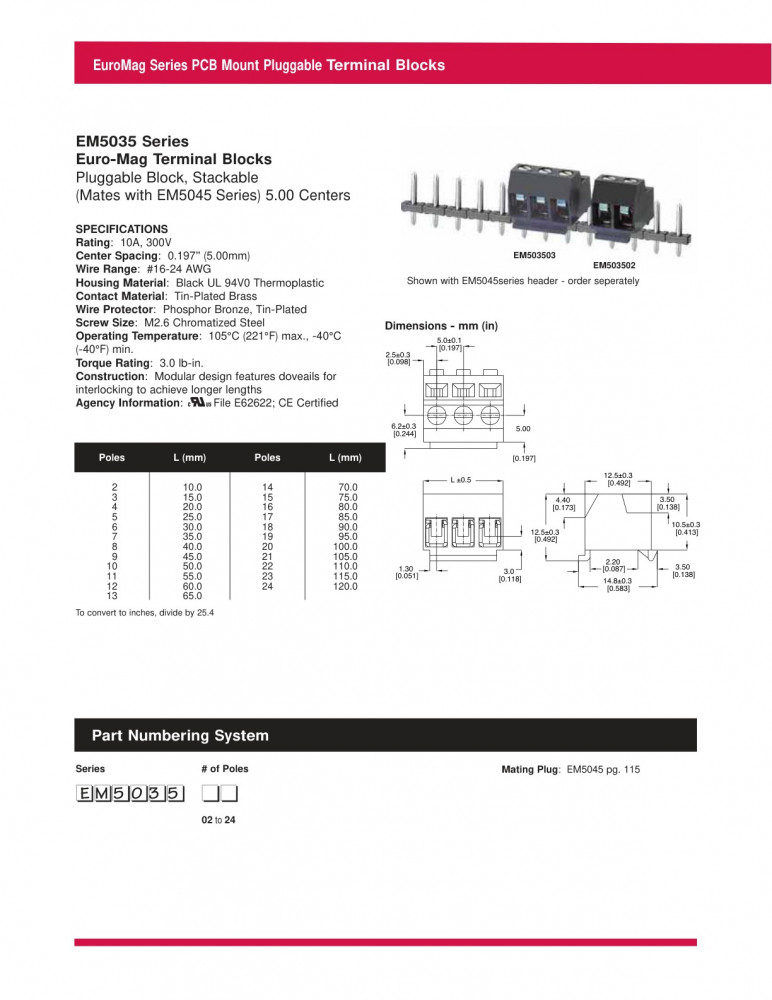 EM5035 Series technical drawing