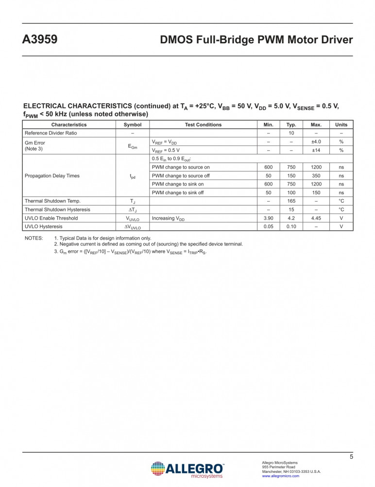 A3959 datasheet page 5