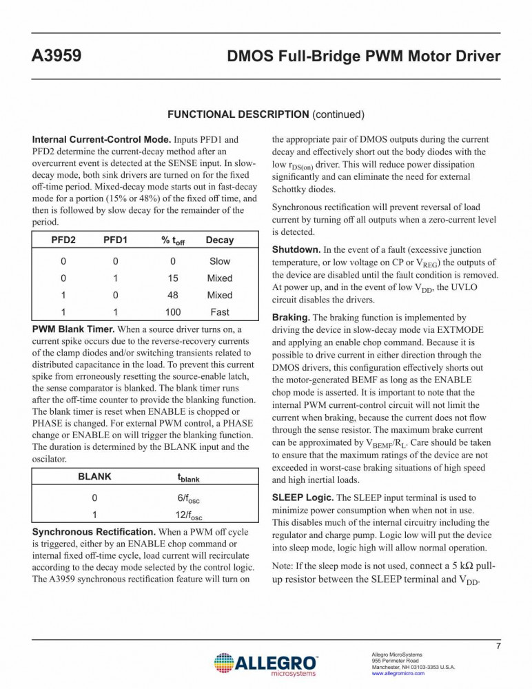 A3959 datasheet page 7